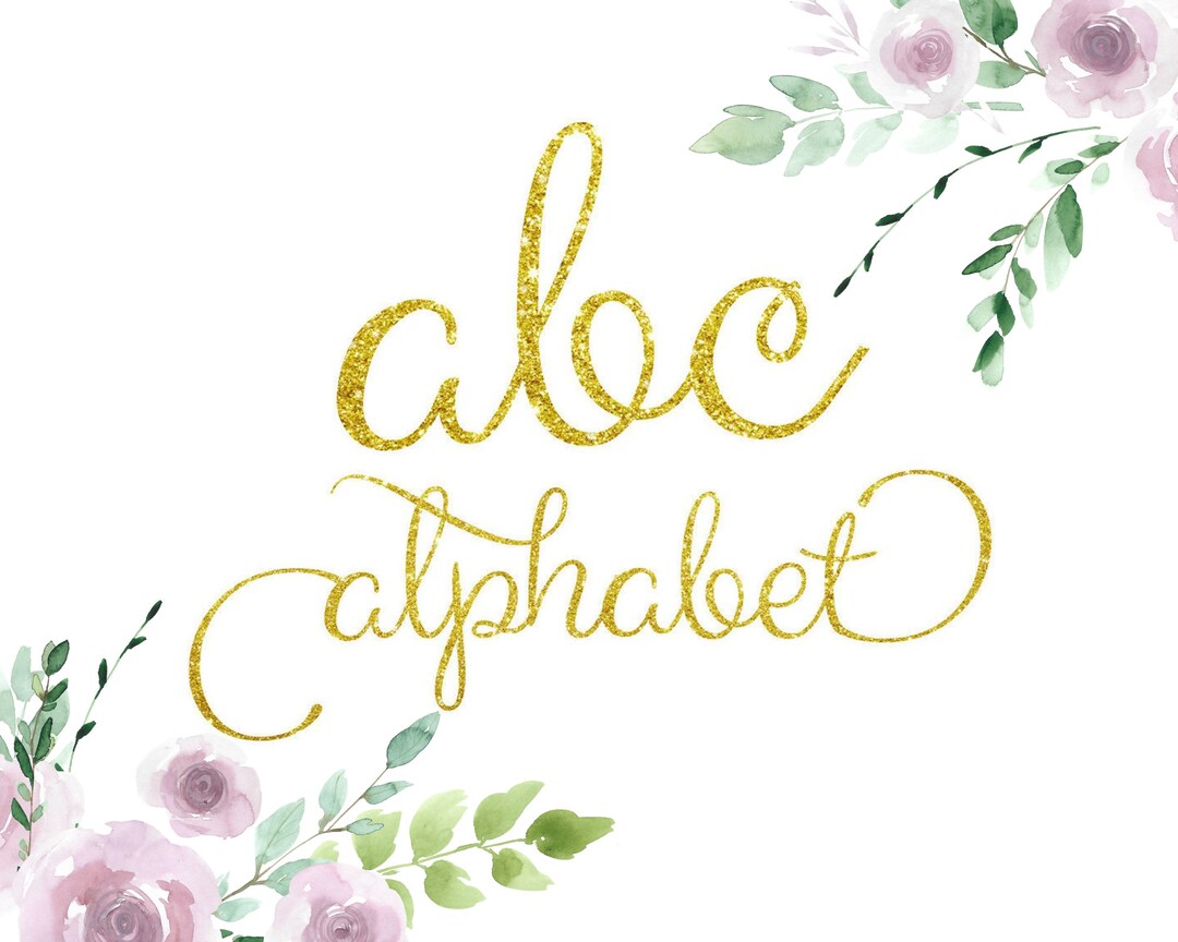 Gold Glitter Alphabet Clip Art, Gold Alphabet, Digital Clipart, Numbers ...