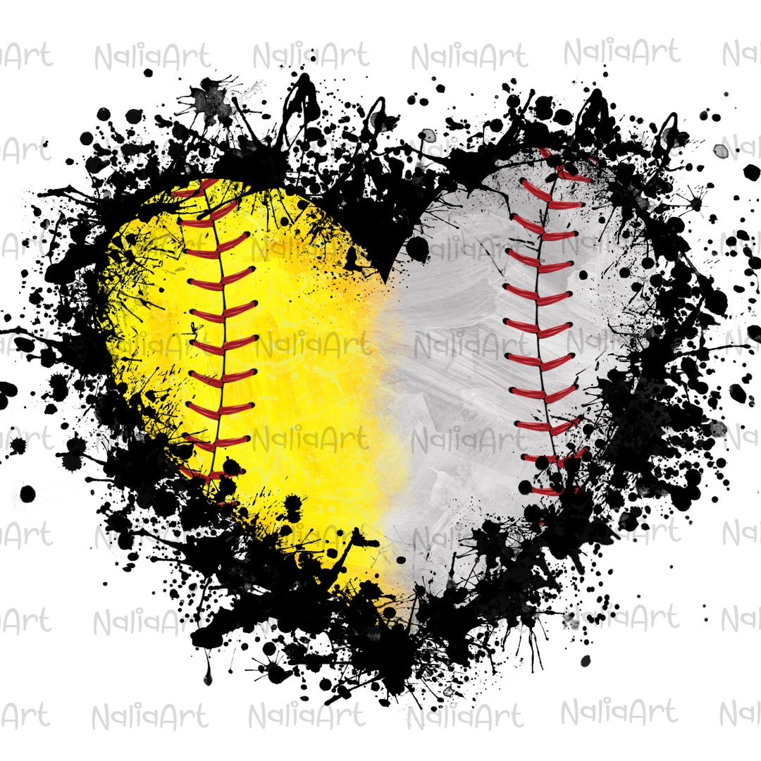 Heart Baseball Softball Heart PNG Sport Heart Heart Watercolor ...
