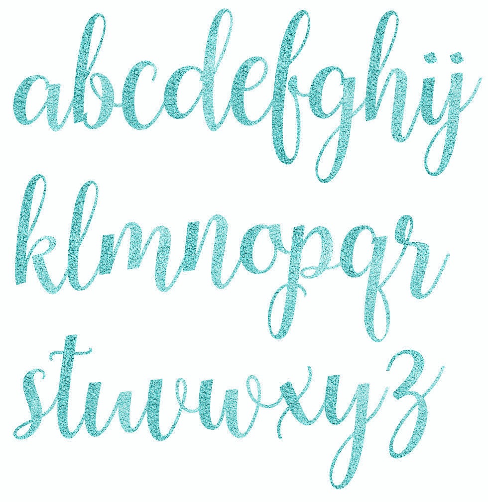 Alphabet Clip Art, Glitter Foil Blue Alphabet, Digital Clipart, Letters ...