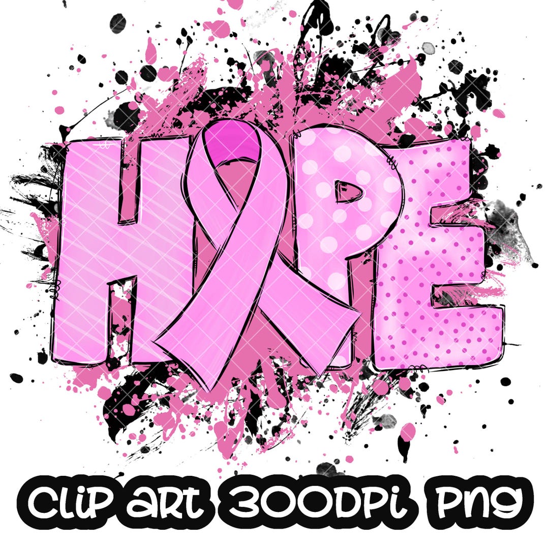 Breast Cancer Hope, Pink Ribbon Cancer, Doodle Sublimation PNG, Breast ...