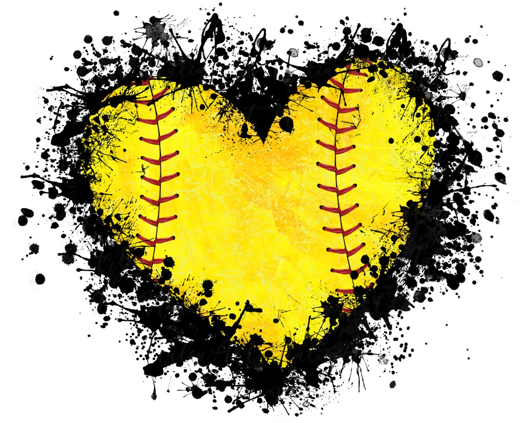Heart Softball Heart PNG Sport Heart Heart Watercolor Sublimation PNG ...
