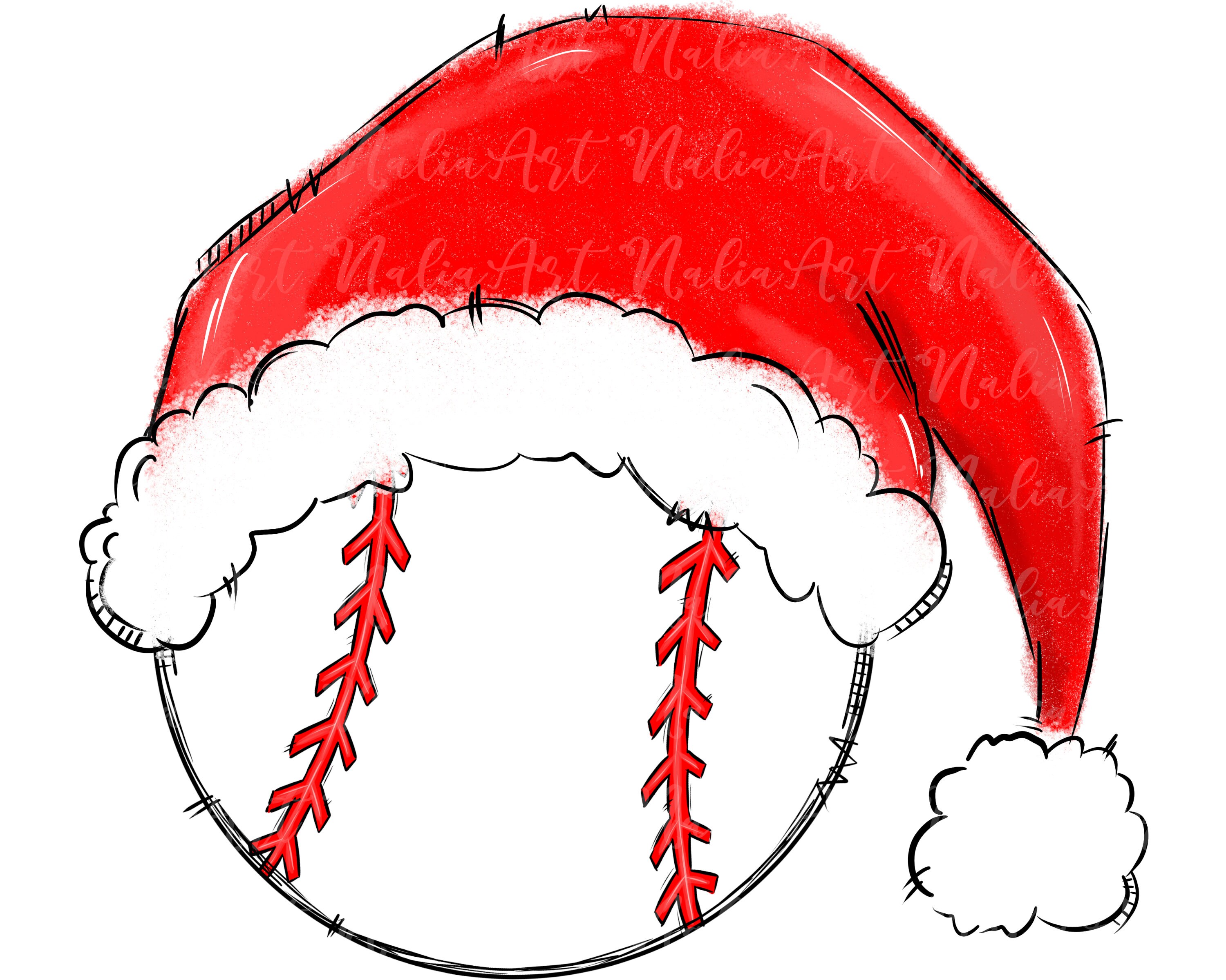 Baseball Santa Claus Hat Sublimation Design PNG christmas Clip Art ...