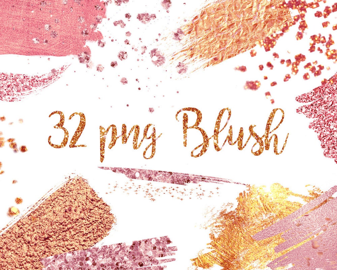 Pink Brush Strokes Clipart, Glitter Clipart, Gold Confetti Splotches ...