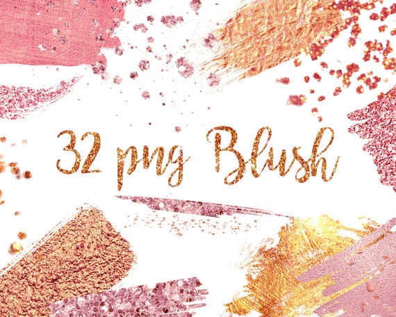 Pink Brush Strokes Clipart Glitter Clipart Gold Confetti | Etsy