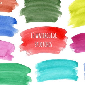 Splotches Clipart Watercolor, Handpainted Watercolor, Digital Clipart ...