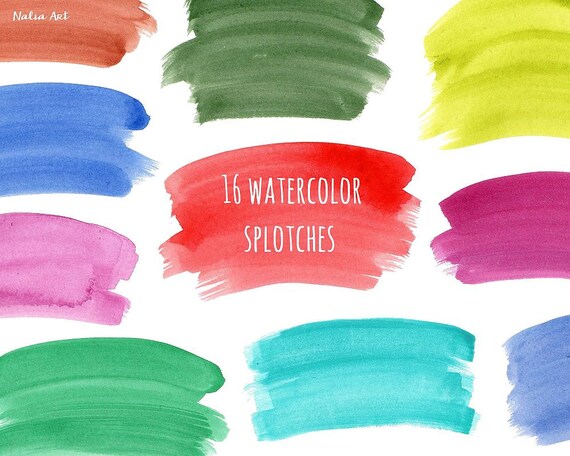 Splotches Clipart Watercolor Handpainted Watercolor Digital | Etsy