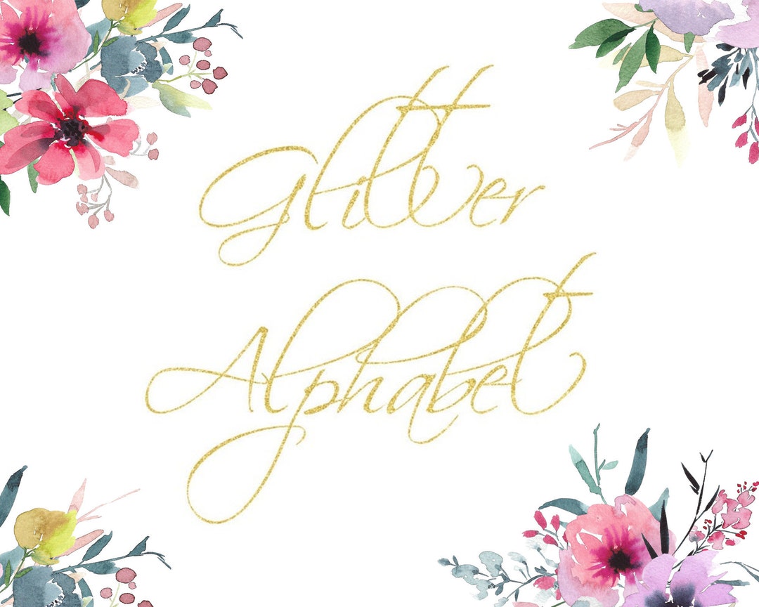 Gold Glitter Alphabet Clip Art, Gold Alphabet, Digital Clipart, Numbers ...