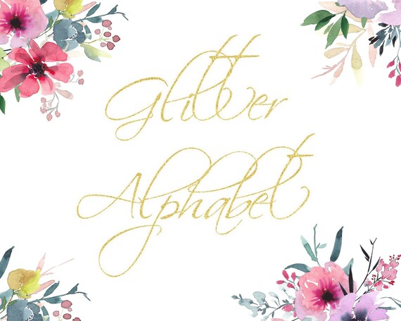 Gold Glitter Alphabet Clip Art Gold Alphabet Digital | Etsy