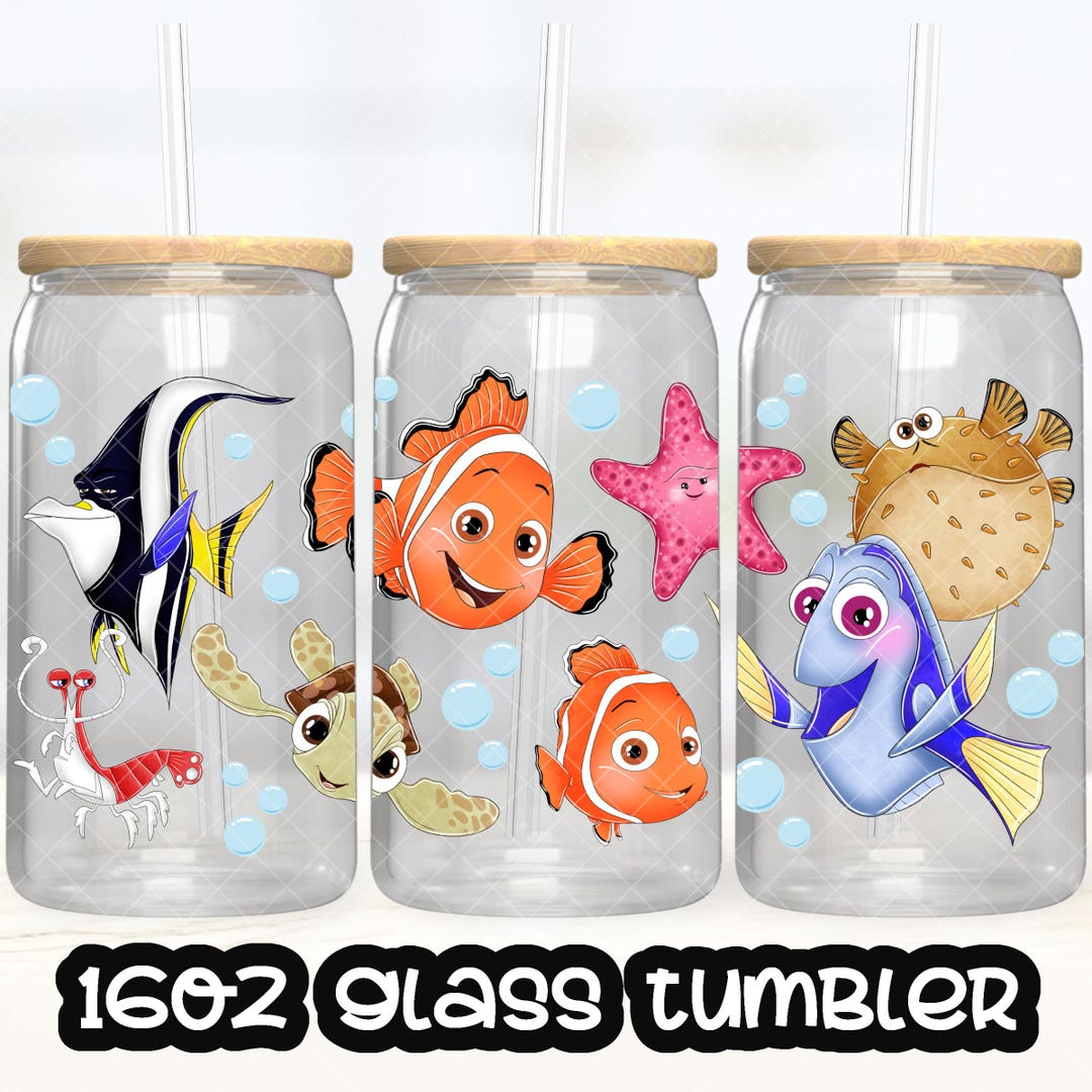 Finding Dory Nemo Cup PNG File DIGITAL DOWNLOAD 16oz Glass Tumbler ...