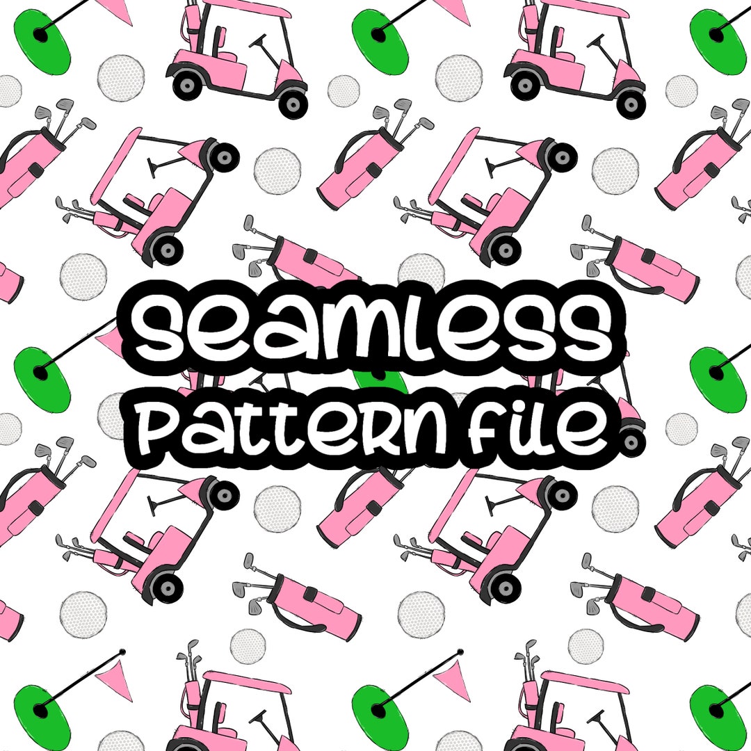 Caddie Pink Golf Sport Seamless Pattern, Digital Paper Background ...