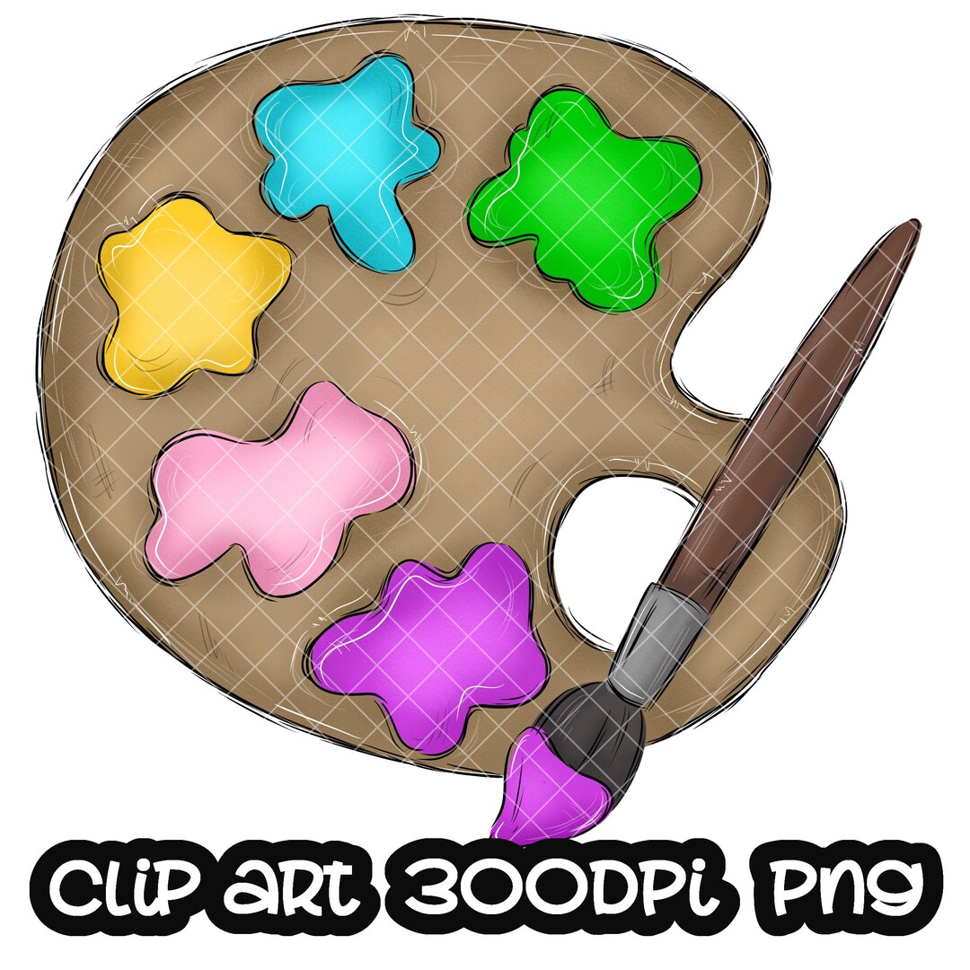 Paint Brush Palette Hand Drawn Digital Clip Art Sublimation PNG - Etsy