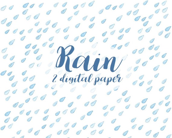 Digital Watercolor Background Clipart Rain Raindrops PNG JPG | Etsy