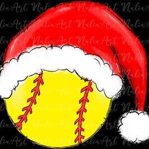 Softball Santa Claus Hat Sublimation Design PNG christmas Clip Art ...