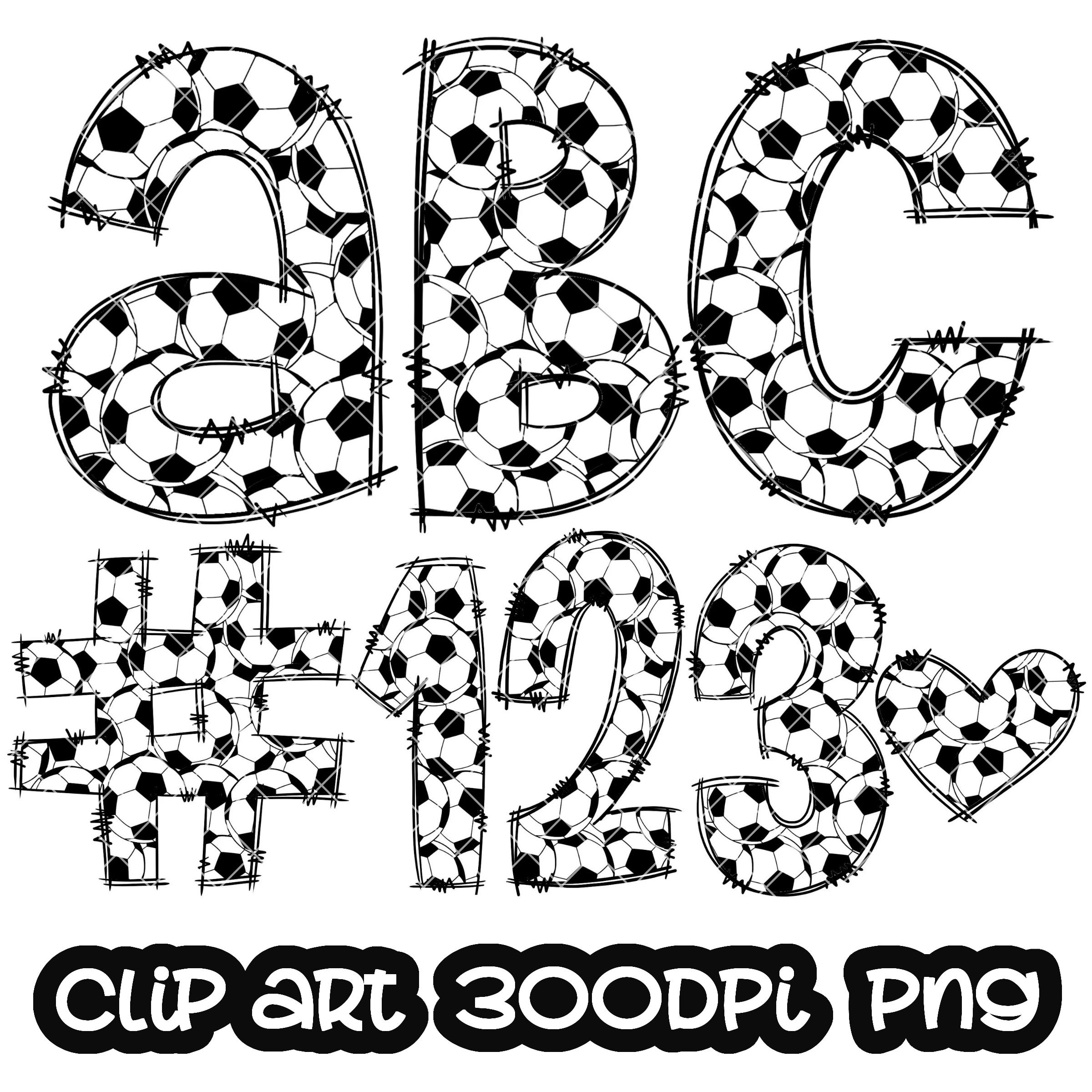Soccer Doodle Letters Clipart, Soccer Letters Clip Art, Sports Digital ...