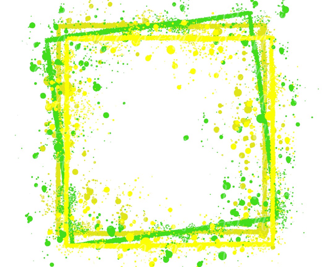 Frame Splatter Green Yellow Background Printable Artwork Splash Frame ...