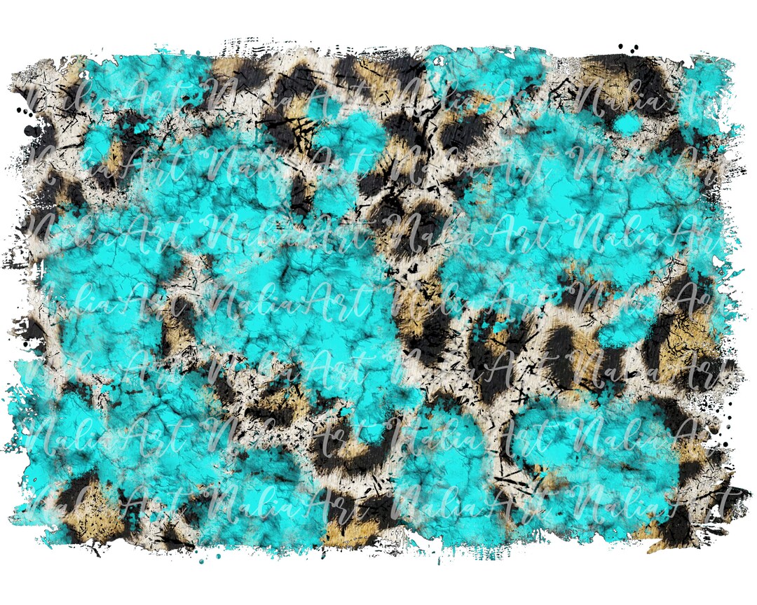 Background Turquoise Leopard Distressed Turquoise Cheetah Grunge Splash ...