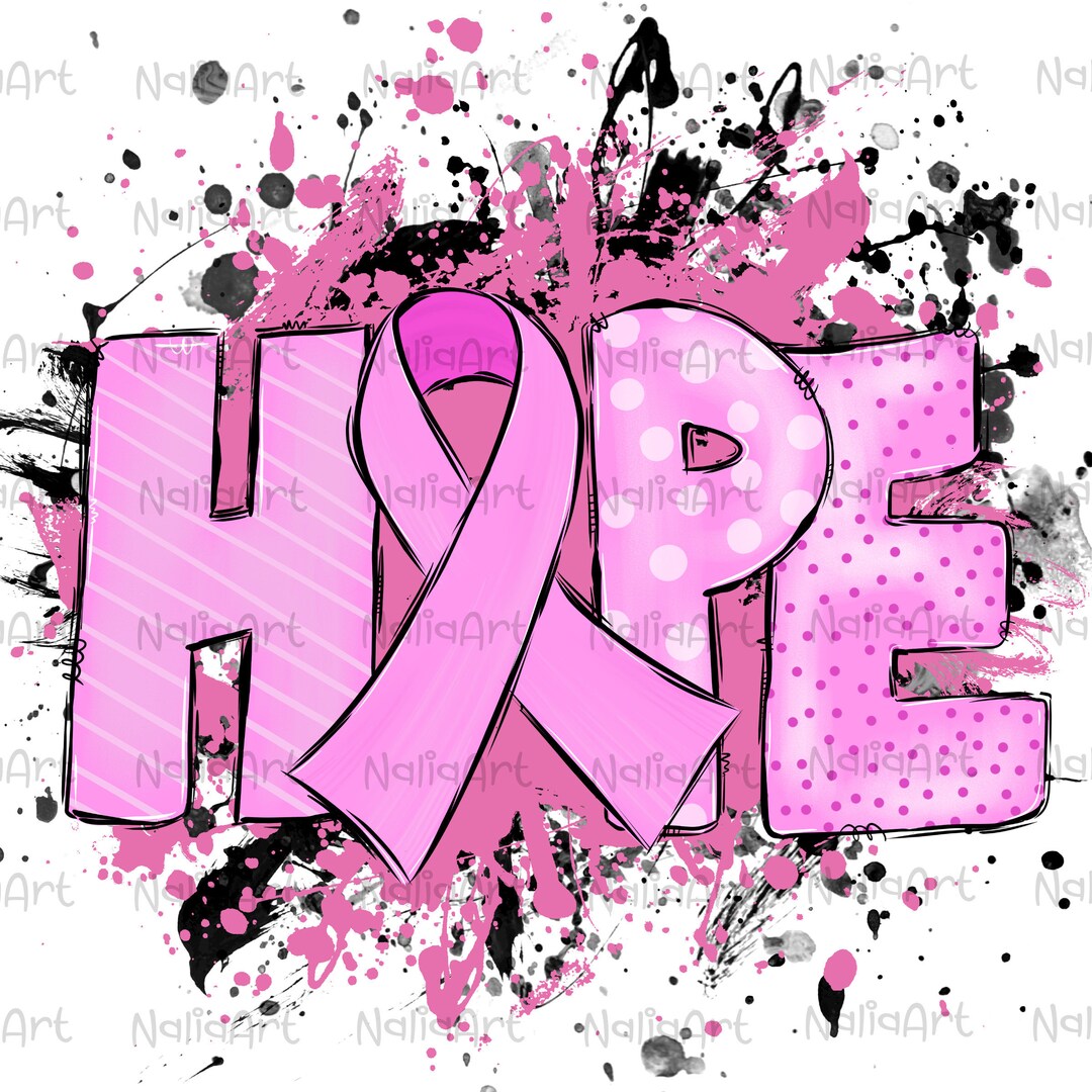 Breast Cancer Hope, Pink Ribbon Cancer, Doodle Sublimation PNG, Breast ...
