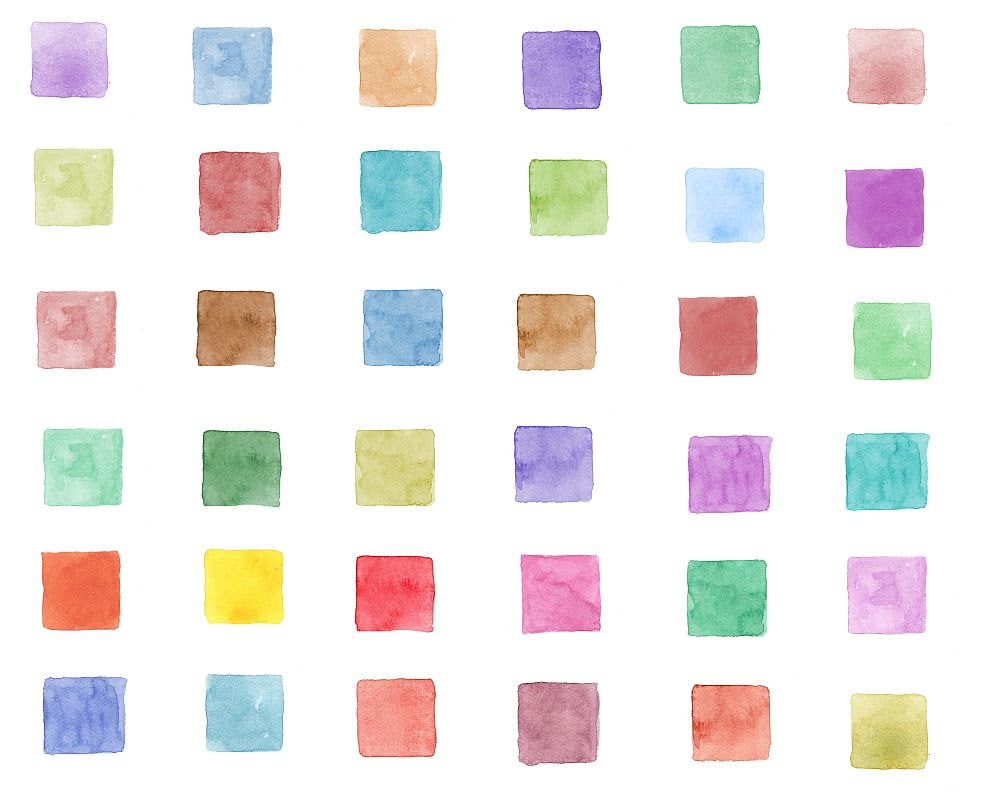 Square Watercolor Handpainted Watercolor Digital Clipart | Etsy