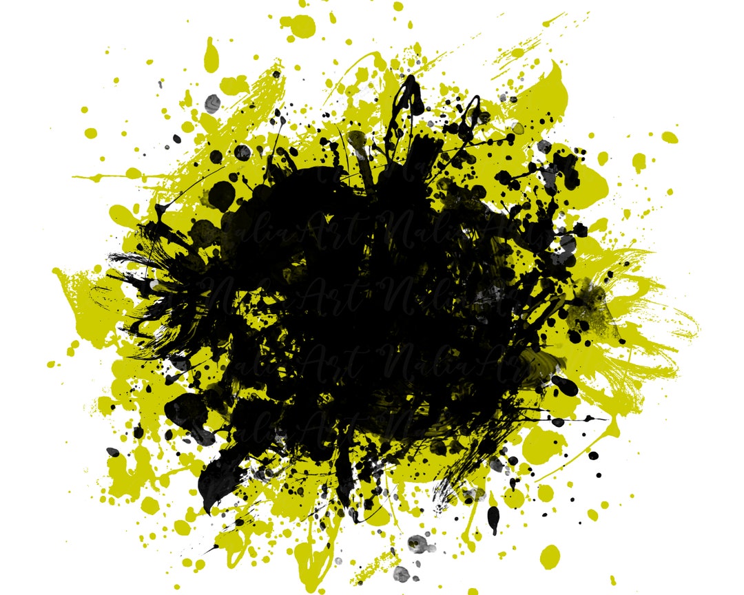 Background Paint Splatter Yellow Black Splash Frame Splatter Background ...
