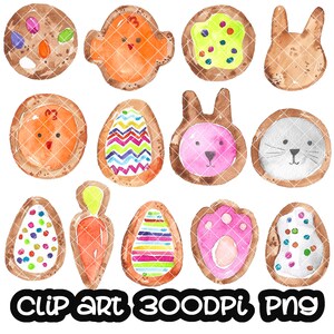 Set of Cookies Easter Eggs Clip Art Watercolor Clipart PNG - Etsy