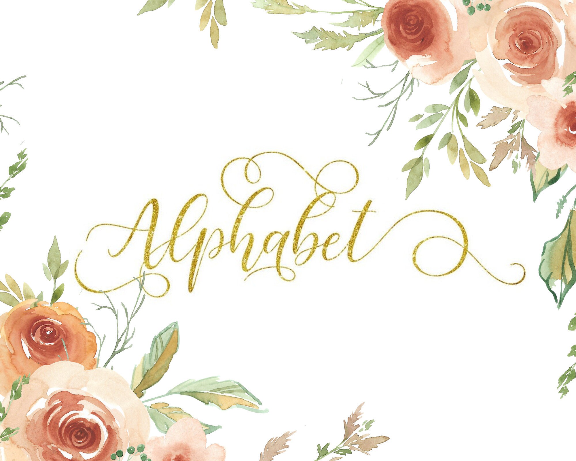 Gold Glitter Alphabet Clip Art Gold Alphabet Digital - Etsy