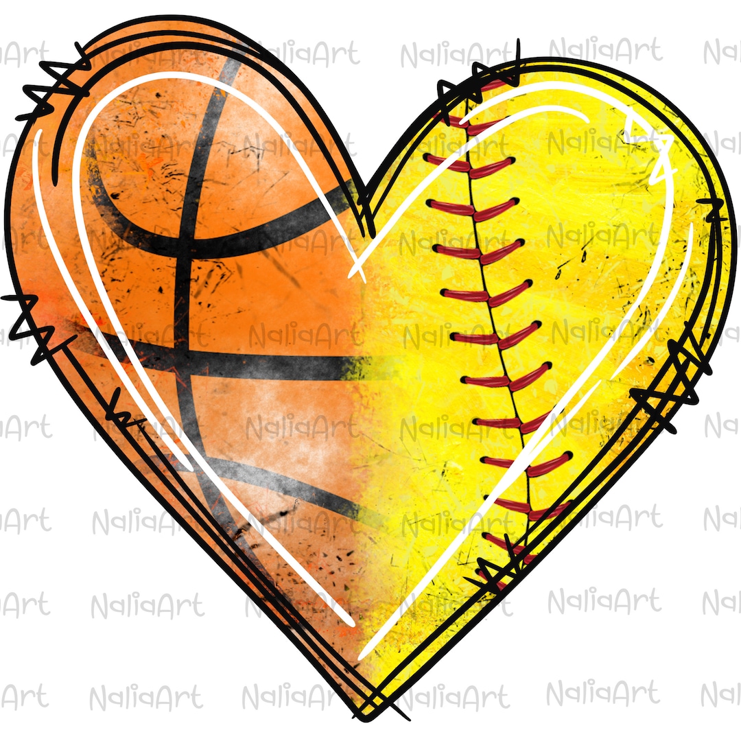 Heart Basketball Softball Heart PNG Sport Heart Heart Watercolor ...