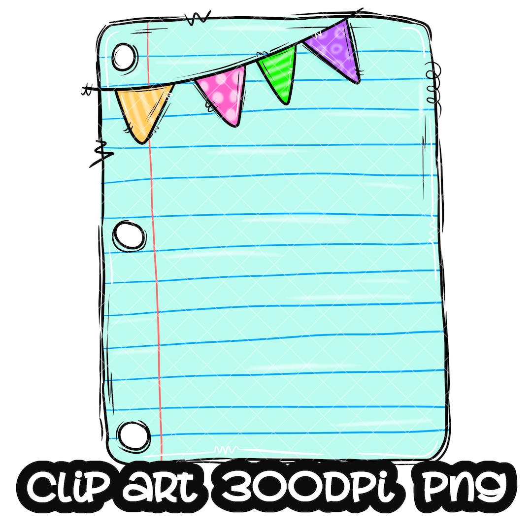 Teacher Notebook Bunting Frame Sublimation Design PNG Hand Drawn ...