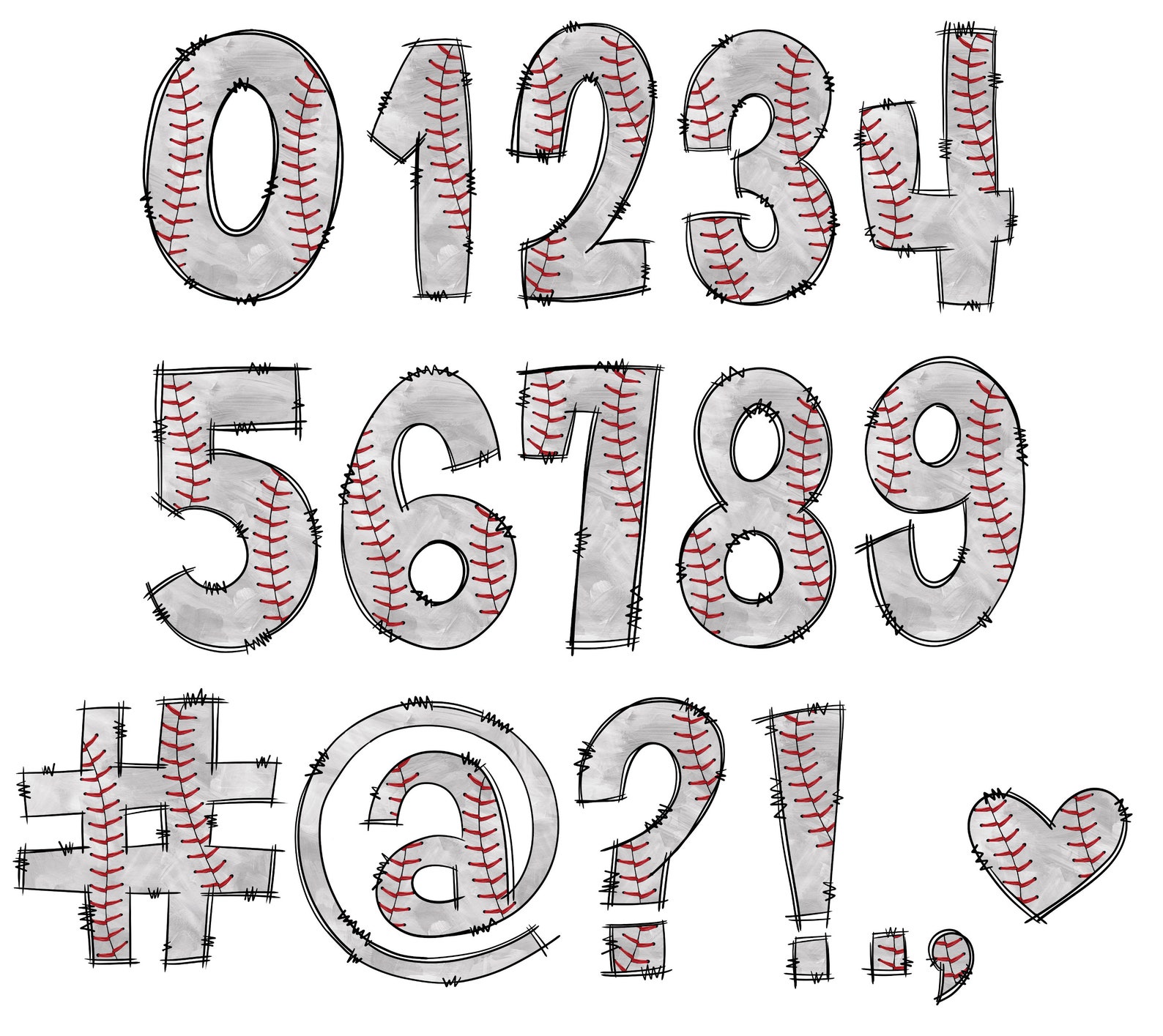 Baseball Doodle Letters Clipart Letters Clip Art Sports | Etsy