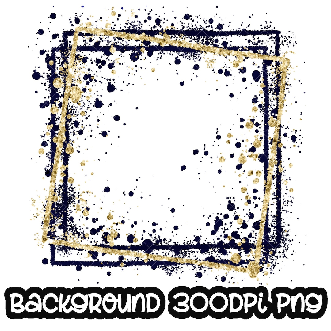 Frame Splatter Gold Navy Background | Printable Artwork | Splash Frame ...