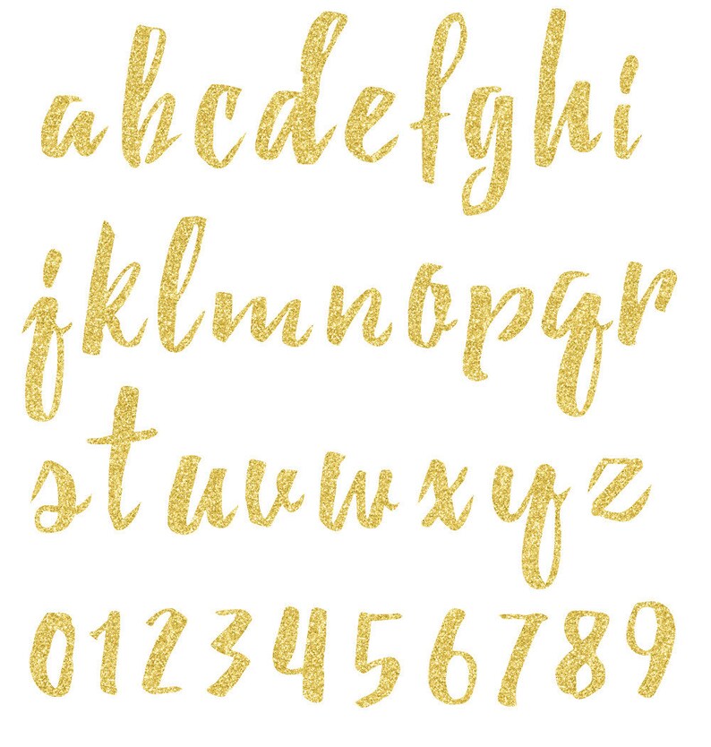 Gold Glitter Alphabet Clip Art Gold Alphabet Digital | Etsy
