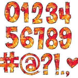 Doodle Letters Yellow Orange Red Watercolour Clipart, Letters Clip Art ...