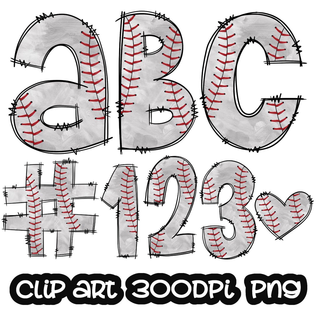 Baseball Doodle Letters Clipart, Letters Clip Art, Sports Digital ...