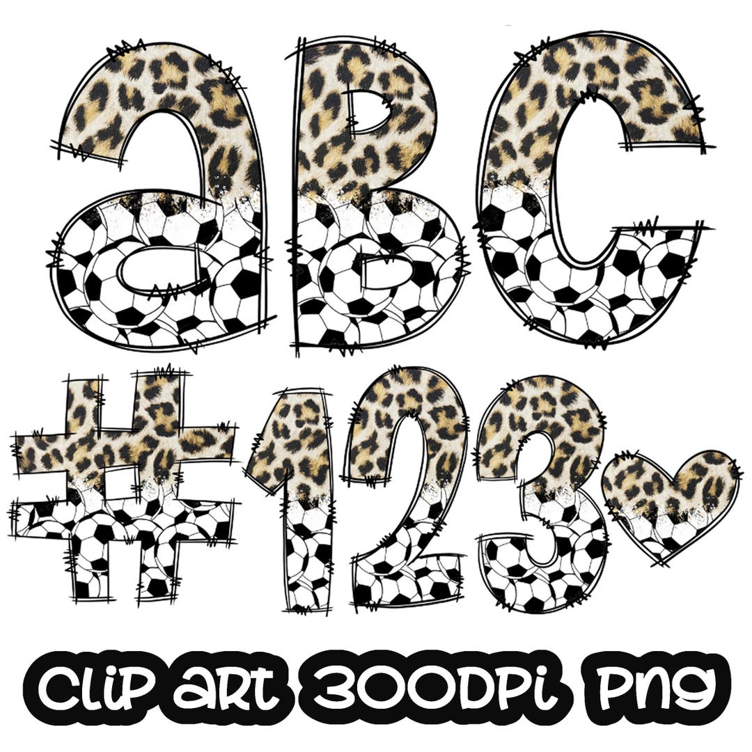 Soccer Doodle Letters Leopard Clipart, Soccer Leopard Letters Clip Art ...