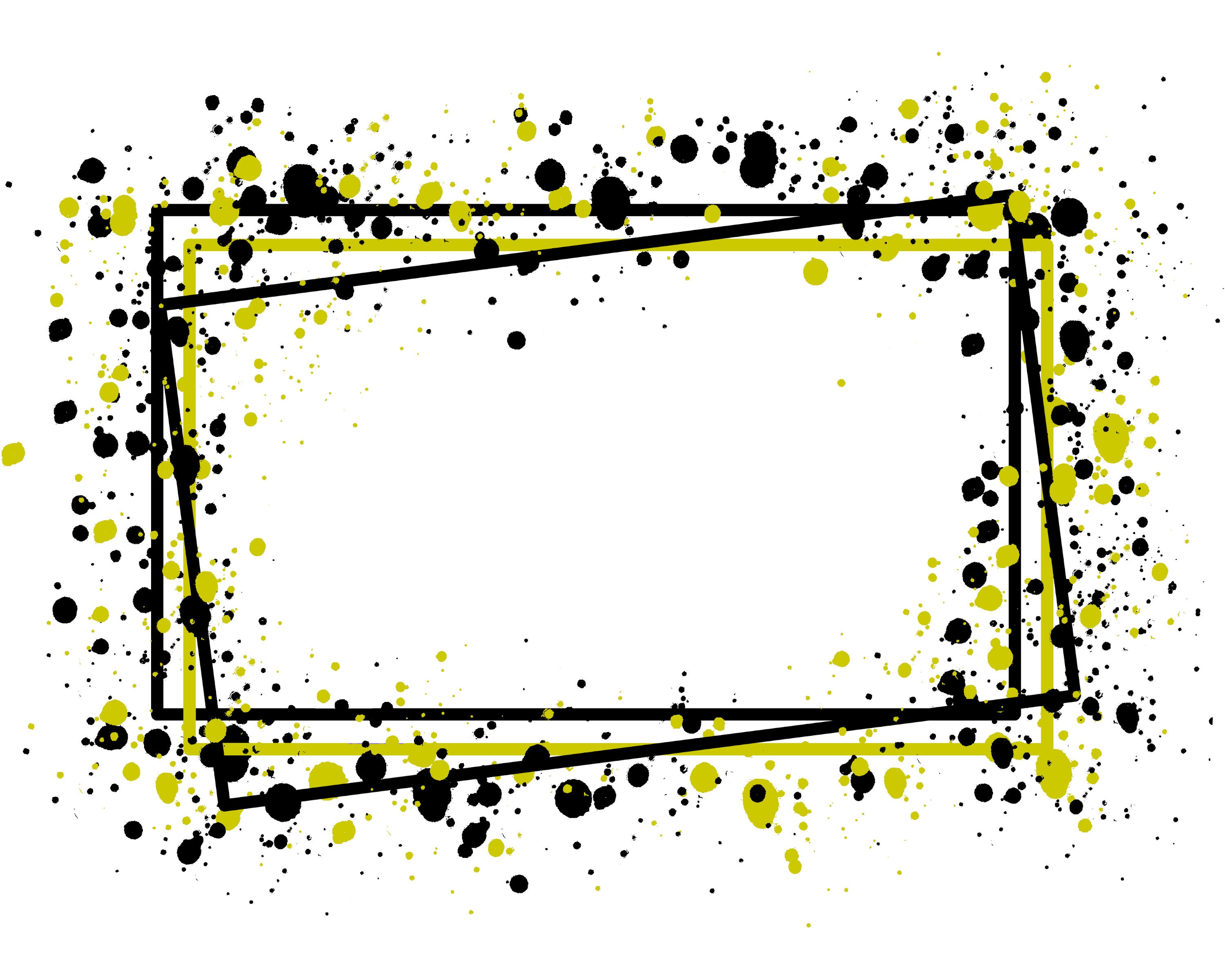 Frame Splatter Yellow Black Background Printable Artwork Splash ...