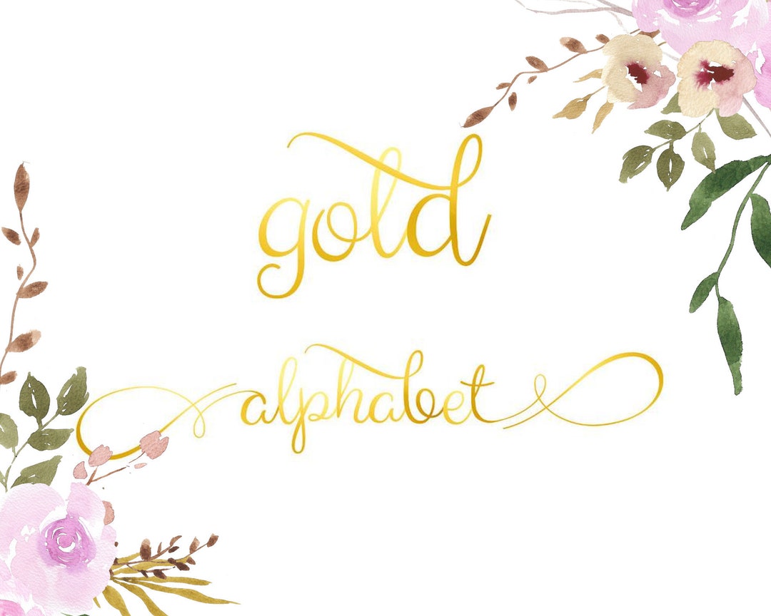 Gold Alphabet Clip Art, Gold Foil Alphabet, Digital Clipart, Numbers ...