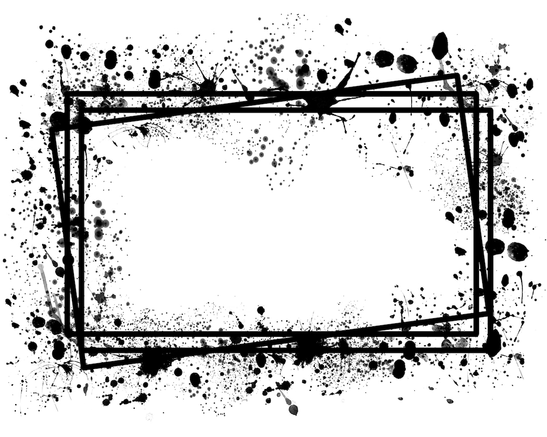 Frame Splatter Black Background Printable Artwork Splash Rectangle ...