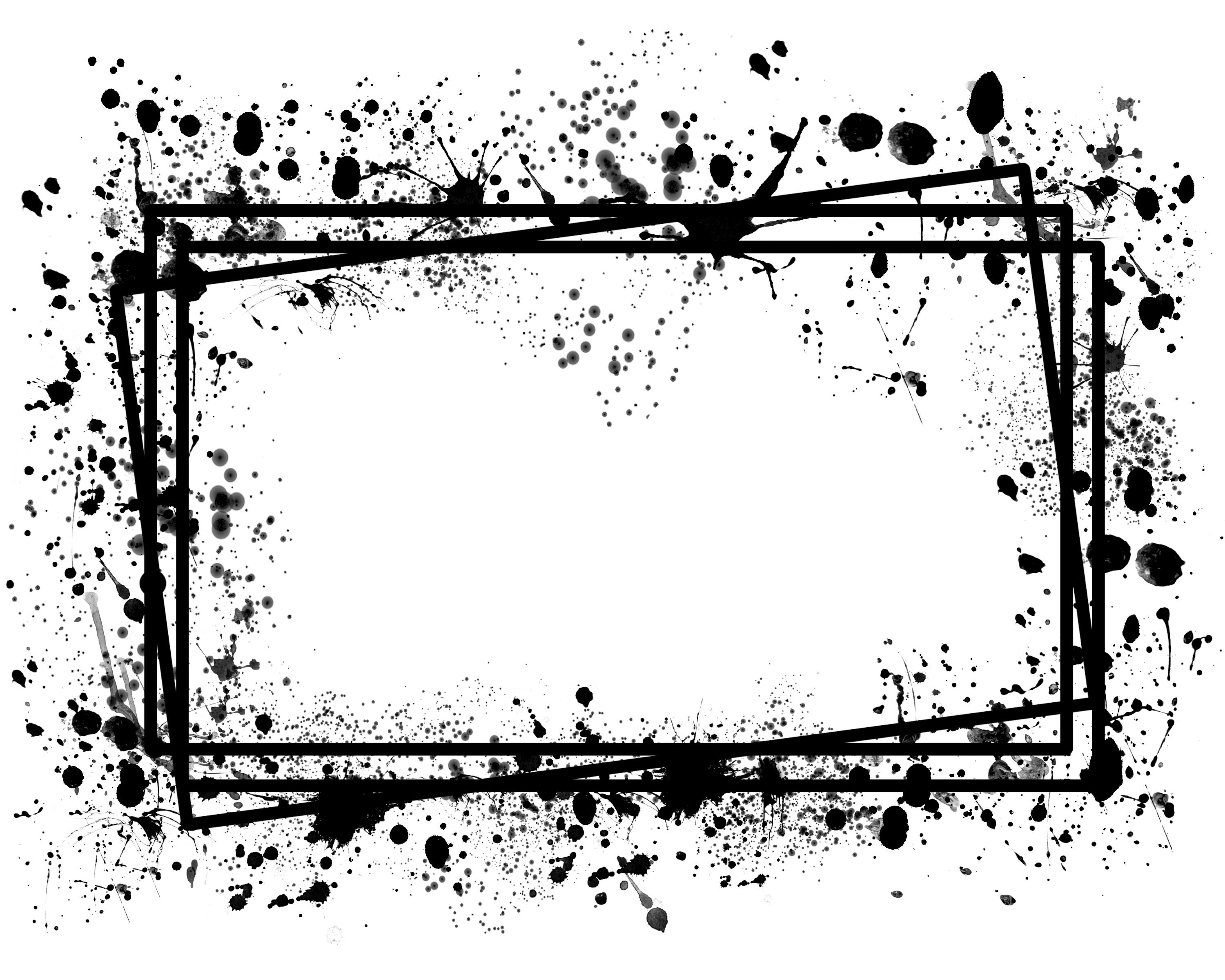 Frame Splatter Black Background Printable Artwork Splash Rectangle ...