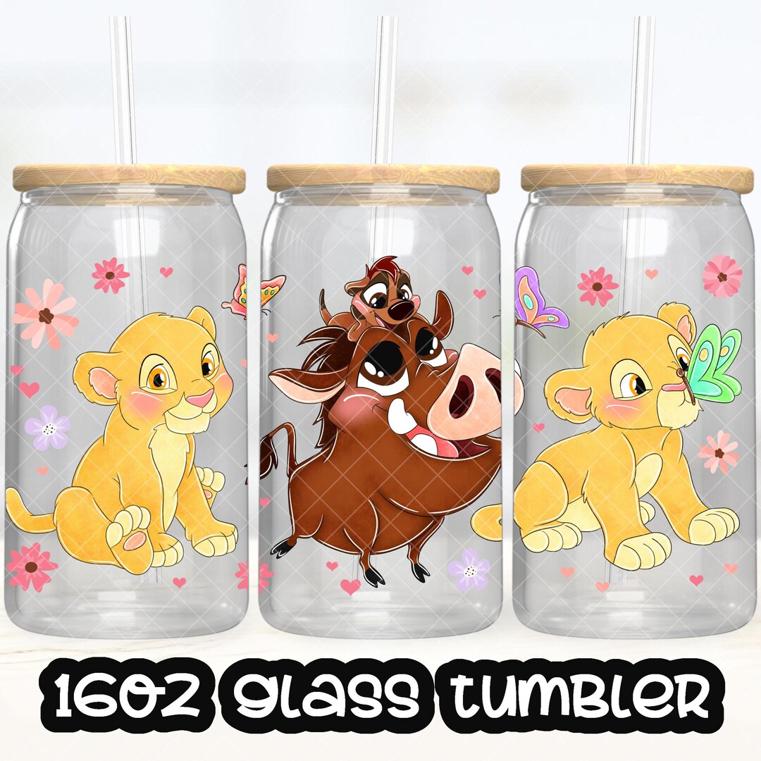 Lion King Simba Pumba Timon Cup PNG File DIGITAL DOWNLOAD 16oz Glass ...