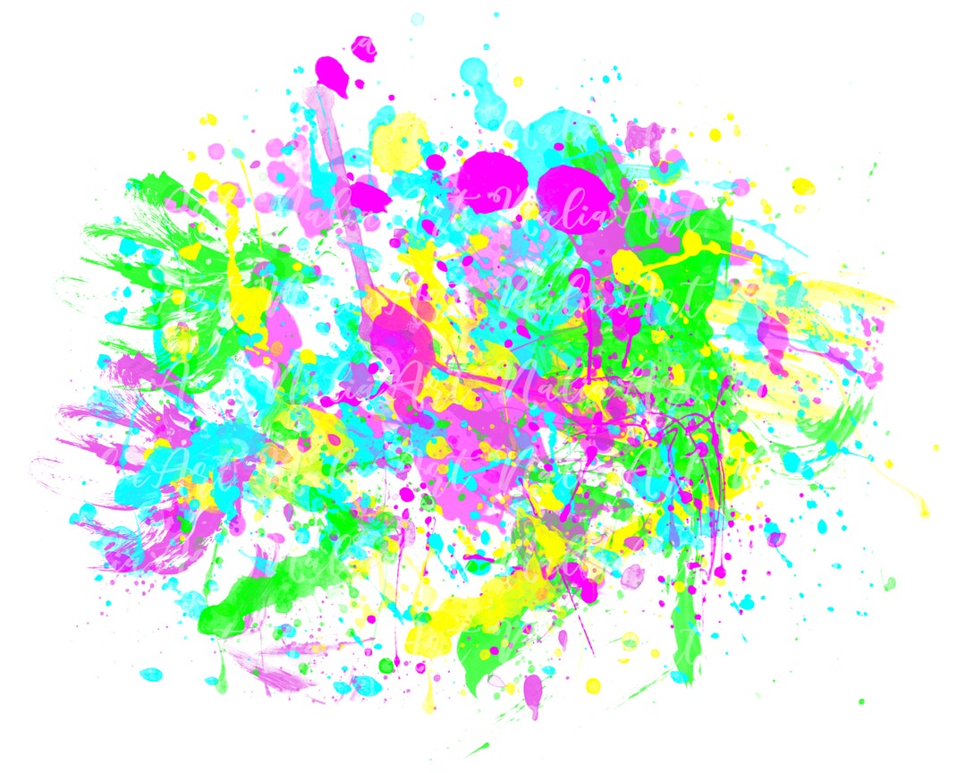 Background Paint Splatter Pink Blue Green Yellow Splash Frame Splatter ...