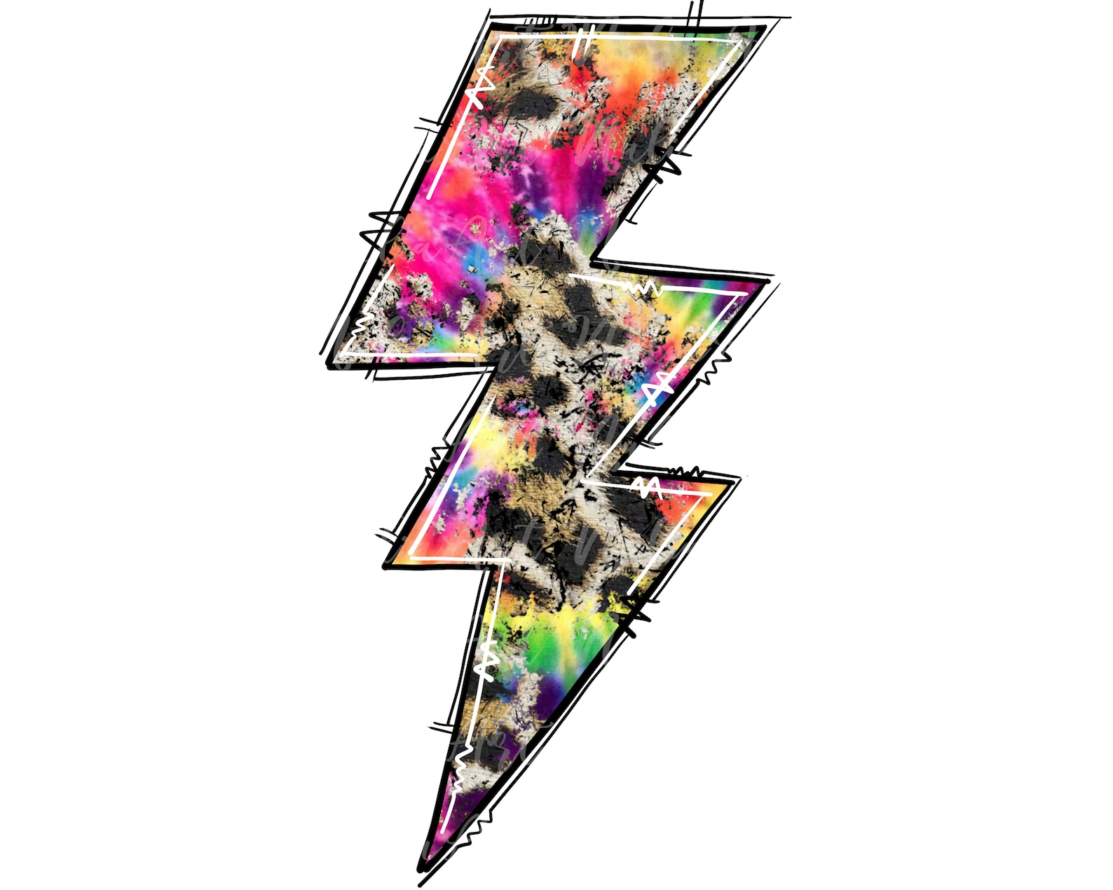Lightning Bolt Leopard Tie Dye PNG Sublimation PNG - Etsy