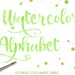 Green Watercolor Alphabet Clipart, Watercolor Letters, Digital Clipart ...