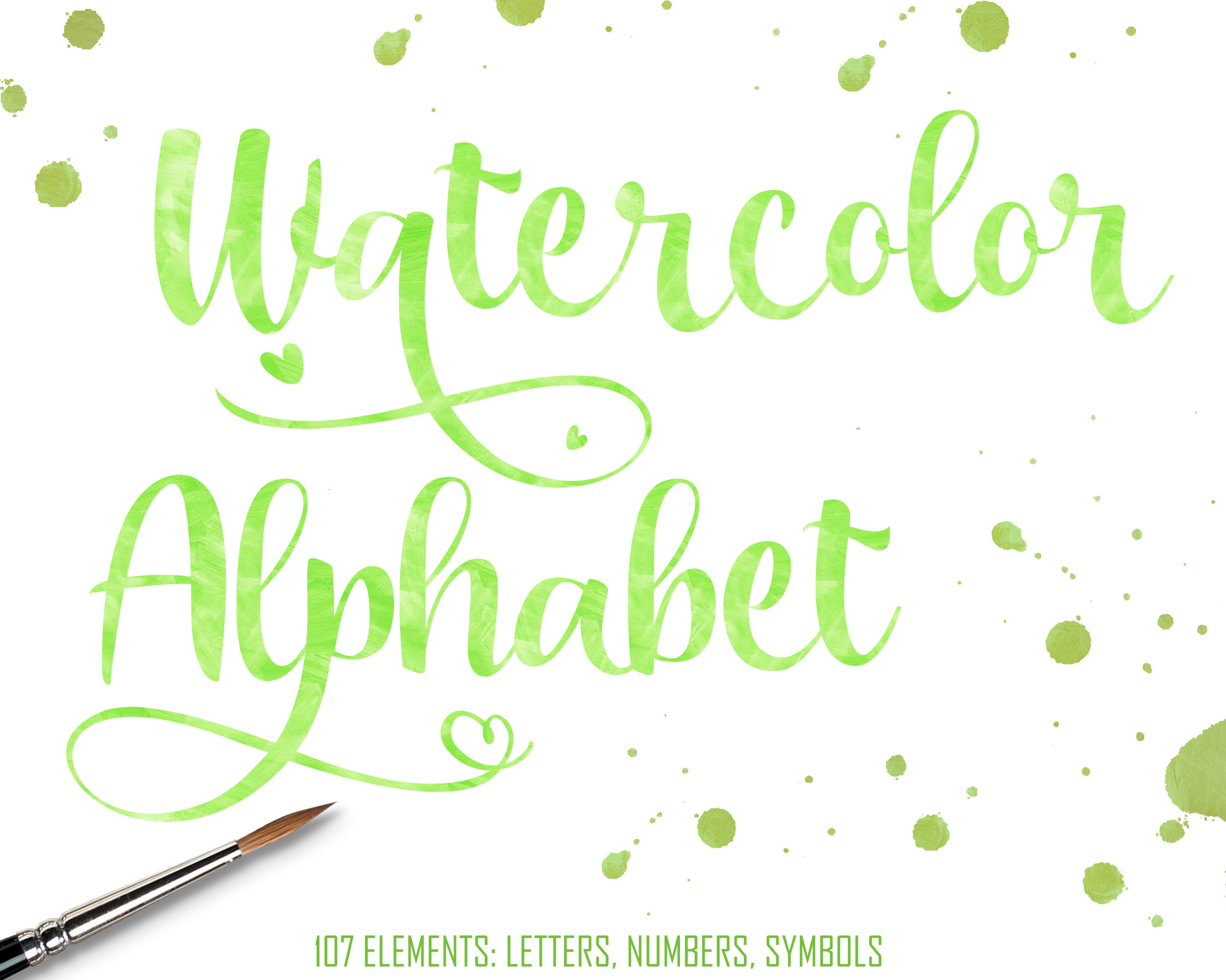 Green Watercolor Alphabet Clipart Watercolor Letters Digital - Etsy