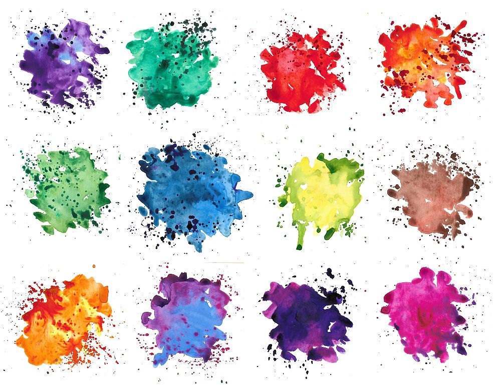 Splatter Splashes Clipart Watercolor Handpainted Watercolor | Etsy