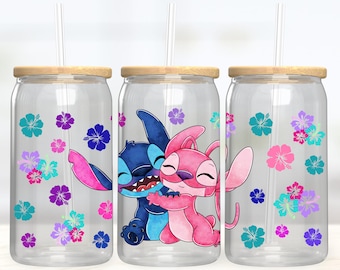 Stitch and Lilo Cup PNG File DIGITAL DOWNLOAD 16oz Glass Tumbler Design ...