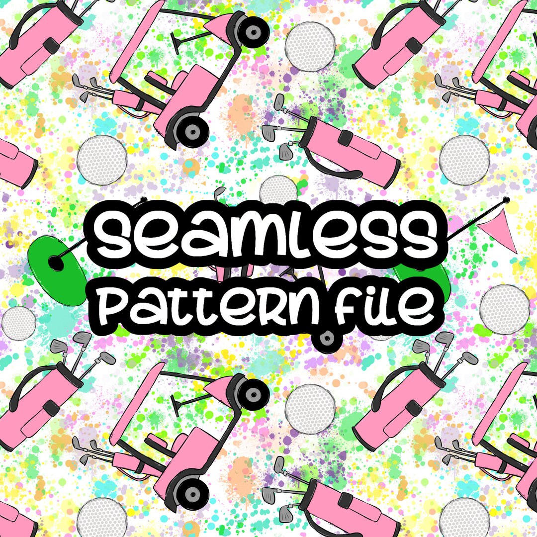 Caddie Pink Golf Sport Seamless Pattern, Digital Paper Background ...