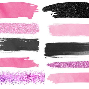 Pink Black Brush Strokes Clipart, Gold Glitter Clipart, Gold Confetti ...