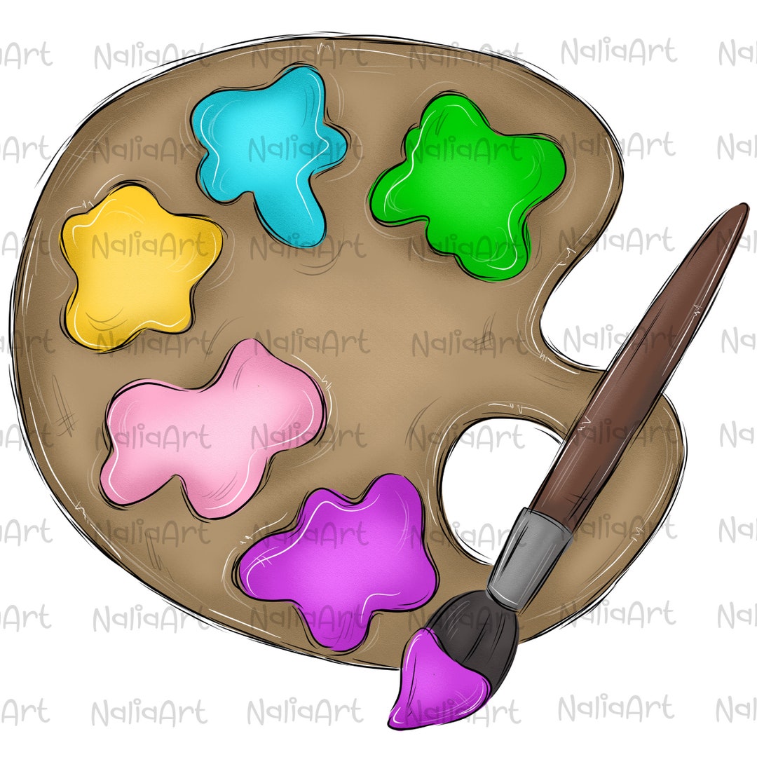 Paint Brush Palette Hand Drawn Digital Clip Art Sublimation PNG - Etsy