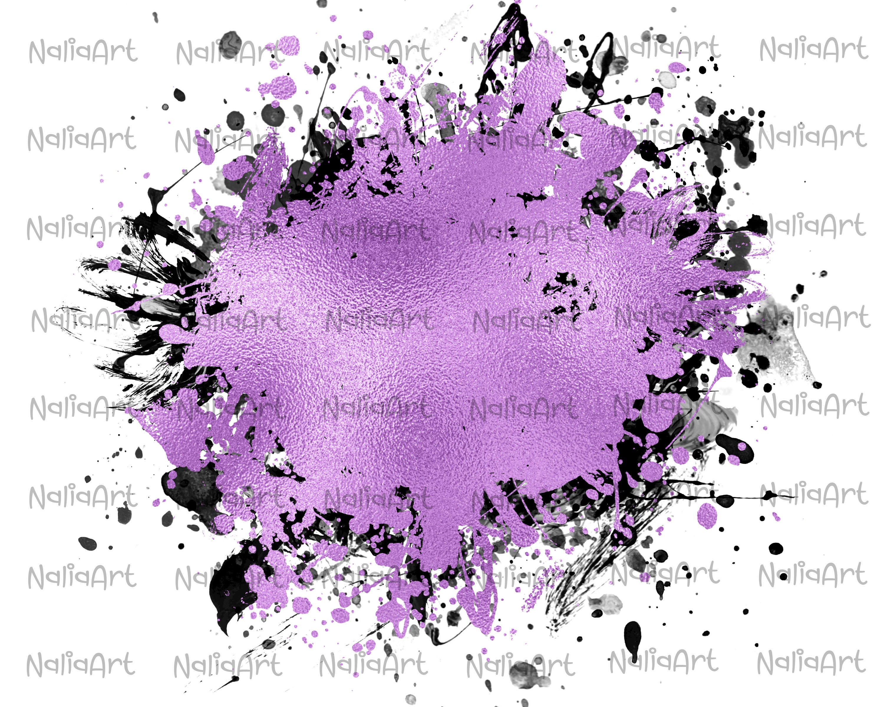 Background Paint Splatter Foil Purple Black Splash Frame - Etsy