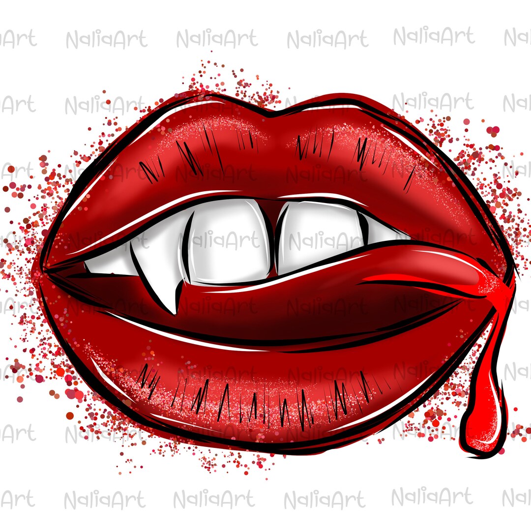Vampire Kiss Red Lips Sublimation, Halloween Design Digital Clip Art ...