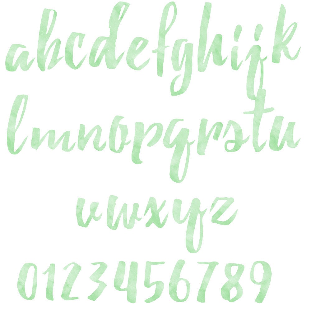 Green Alphabet Clip Art, Digital Clipart, Font, Letters Numbers Cards ...